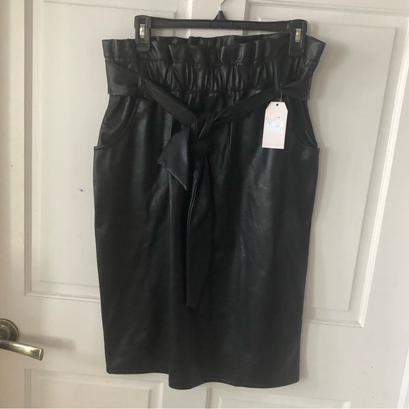 Time and Tru | Skirts | Paper Bag Hem Pleather Pencil Midi Skirt | Poshmark
